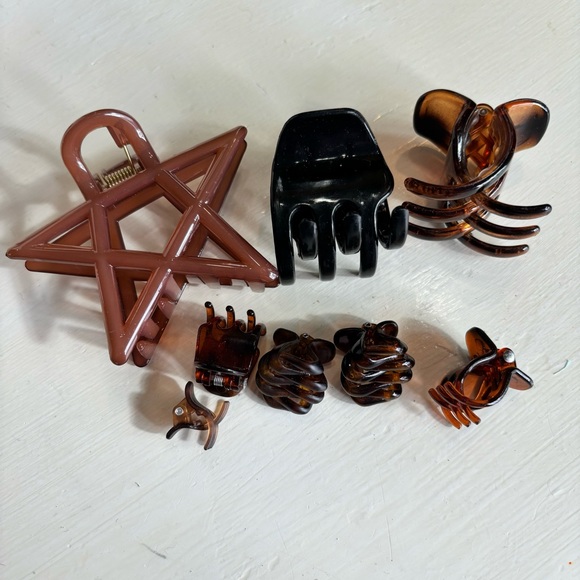 Accessories | Lot Of 8 Assorted Brown Hair Clips Star Mini Clips | Poshmark
